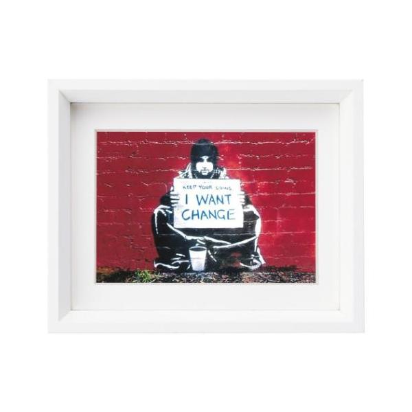 「取寄品」 「インテリアパネル」 アイワントチェンジ バンクシー Banksy アートフレーム BK-01601 ユーパワー Sサイズ 政治的社会的テーマを訴える作品を奥行きのあるフレームにセット 作家：バンクシー英国を拠点とする身元不明の...
