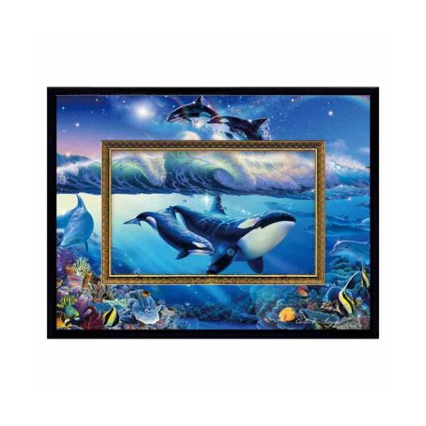 「取寄品」 「風景画」 ビッグアート Sサイズ クリスチャン リース ラッセン 風景画 ユーパワー ブルーワールド2 ラッセンの世界がフレームまで平がるダイナミックなアート 作家：クリスチャン リース ラッセン/アメリカ男性作家鮮やかで美し...