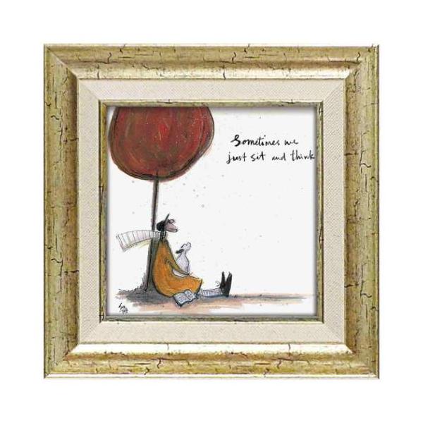 「取寄品」 「カフェ風インテリア」 額付きポスター サムトフト Sam Toft 時にはゆっくり考えよう ユーパワー 絵画を飾ってワンランク上のお洒落な空間に 作家：サム トフト/イギリス女性作家スイートピー色のウサギ 犬と共に仕事と生活を...