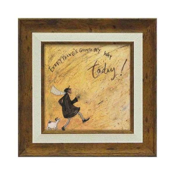 「取寄品」 「カフェ風インテリア」 額付きポスター サムトフト Sam Toft きょうもイイこといっぱい！ ST-04054 絵画を飾ってワンランク上のお洒落な空間に 作家：サム トフト/イギリス女性作家スイートピー色のウサギ 犬と共に仕...