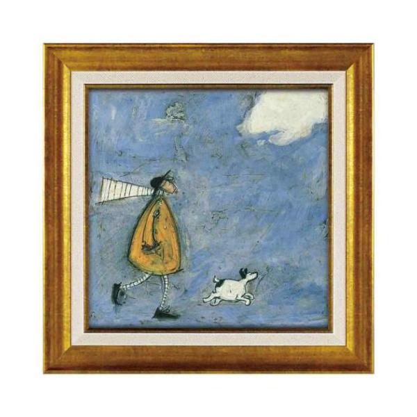 「取寄品」 「カフェ風インテリア」 Sam Toft サムトフト 額付きポスター ユーパワー 雲をおっかけて 絵画を飾ってワンランク上のお洒落な空間に 作家：サム トフト/イギリス女性作家スイートピー色のウサギ 犬と共に仕事と生活をブライン...