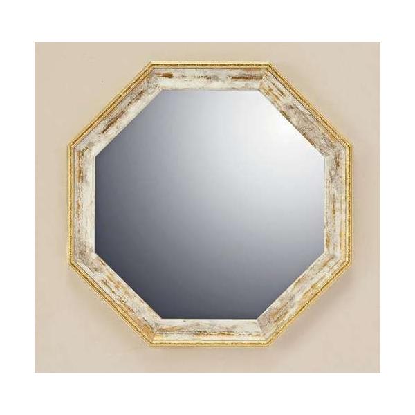 「開運雑貨」「取寄品」 ヴィンテージ八角ミラー Sサイズ ホワイトゴールド/ユーパワー/風水/八角鏡/開運/トイレ/玄関/雑貨/通販/古くから幸運を呼ぶと言い伝えられ、人気の高い八角形エレガントな気品を漂わせるヴィンテージ風のフレームのフレ...