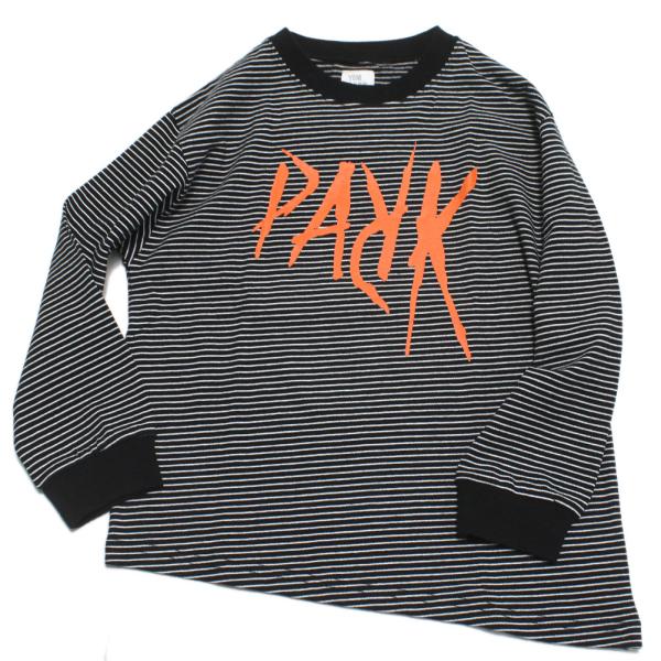 THE PARK SHOP ザ・パークショップ“ザ・パークショップ”のGHOST PARK BORDER ロングTシャツ外面はホラーフォントでロゴ、内面にはオバケをプリント。裾をひっくり返して頭にかぶると変身できるユニークな1枚。左右で着丈...
