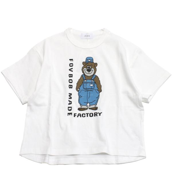 FOV フォブ“フォブ”の【FOVBOB】BEARTシャツクマのイラストが目を惹くFOVBOBTシャツ。肩落ち感がラフに着れる1着です。着心地の良いコットン天竺素材を採用しています。WH / 105cm / 15.4kg / 110サイズ着...