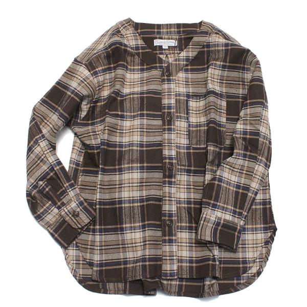 Ocean＆Ground オーシャン＆グラウンド“オーシャン＆グラウンド”のチェックカーディガンシャツ首元がすっきりとしたVネックのノーカラーシャツ。一枚でも、フロントを開けて羽織としてもサマになるアイテム。程よくゆったりしたサイズ感で、ワ...