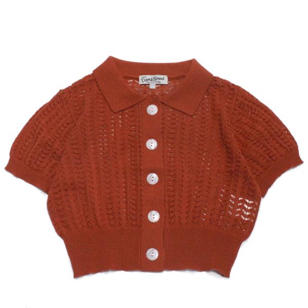 Ocean＆Ground オーシャン＆グラウンド“オーシャン＆グラウンド”のアイレット編み衿付き5分袖カーディガン透け感のあるアイレット編みが特徴的なガーリーな一枚。コーディネートの幅が広がる前開き仕様。ご家庭の洗濯機でお洗濯可能◎スカート...