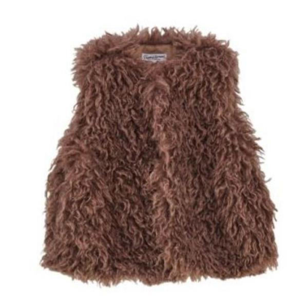 Ocean＆Ground オーシャン＆グラウンド“オーシャン＆グラウンド”のエコファーベストゴージャスなファー素材を使用したベスト。着用しやすい前スナップボタン付き。お尻が隠れる長めの着丈。モデル身長：107cm/着用サイズ：110サイズ関...