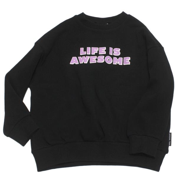 OFFICIAL TEAM オフィシャルチーム“オフィシャルチーム”の裏毛シャギーロゴワイドトレーナー《LIFE IS　AWESAME＝人生はすばらしい》、《CHANGE THE WORLD BY BEING YOURSELF＝自分らしくい...