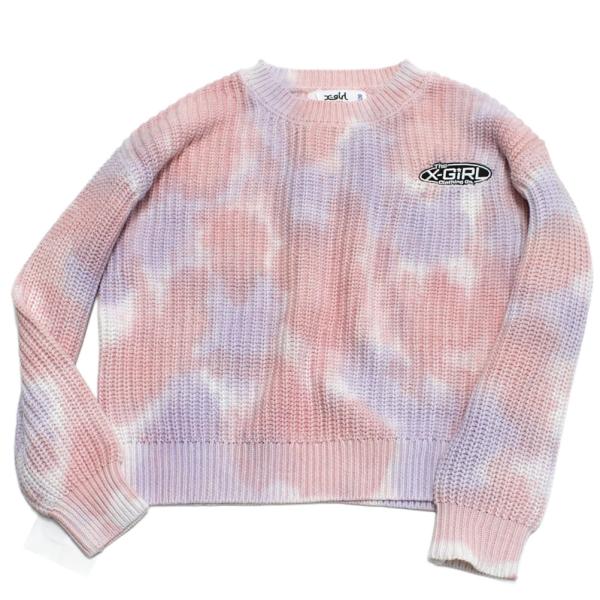 X-GIRL STAGES エックスガールステージズ“エックスガールステージズ”の手染めタイダイニットプルオーバータイダイの鮮やかなカラーリングが目を惹くニット。ゆったりと着られるワイドシルエット。コットン100％の糸を使用しているのでチク...