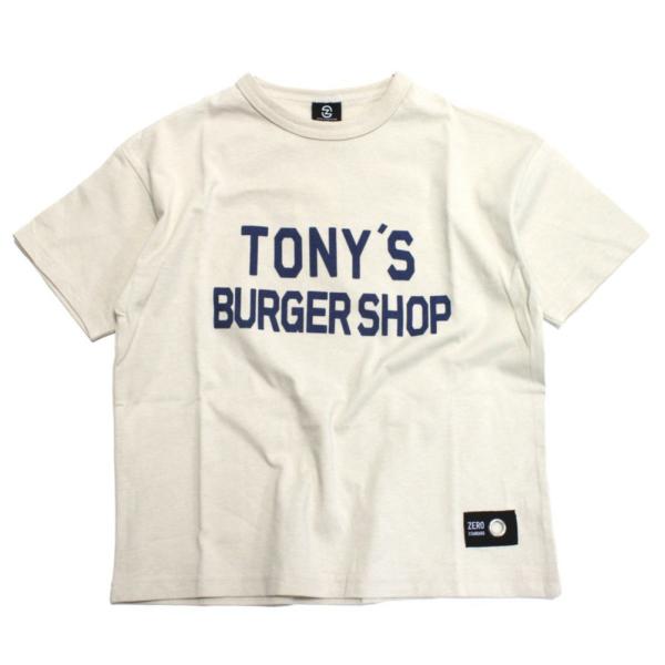 ZERO standard ゼロスタンダード“ゼロスタンダード”のTONYS BURGER SHOP TシャツベーシックなグラフィックTシャツ。程よくゆとりを持たせた着回しやすいシルエット。柔らかかなコットン天竺素材です。関連キーワード:子...