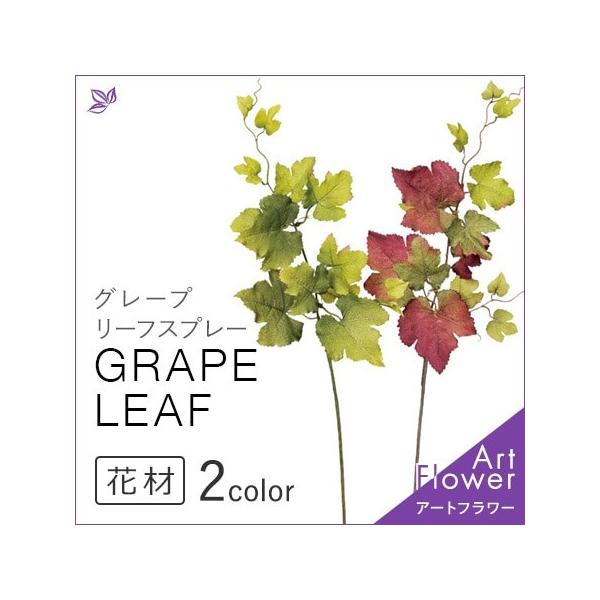特徴的な葉の形のグレープリーフスプレー。グリーンカラーと赤く色付いたグリーンレッド(緑、赤)の2色展開です。花瓶は、透明のシリンダー(ガラス花瓶)やホルムガードのフローラベースとの組み合わせなどおすすめ。ハロウィンや紅葉など秋シーズンの枝物...