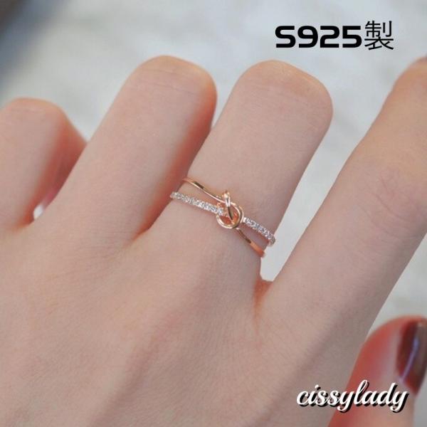 Sv925純銀製 繊細　ピンクゴールド　細身　結び目　ノット　リング　指輪　K18仕上げ◎商品の詳細◎素材:S925純銀製(k18仕上げ) +CZダイヤ色:ピンクゴールドサイズ：11号、14号きつめ　幅：0.6cm◎おすすめポイント◎・人気...