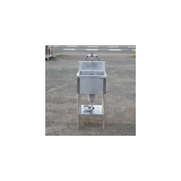 タニコー 業務用 ステンレス 1槽 シンク W450 D600 H850(+150)mm  厨房 槽内寸W37D46深27cm ビス穴あり TX-1S-45    商品は中古品です。    多少の傷汚れあります。    状態画像にて判断願い...