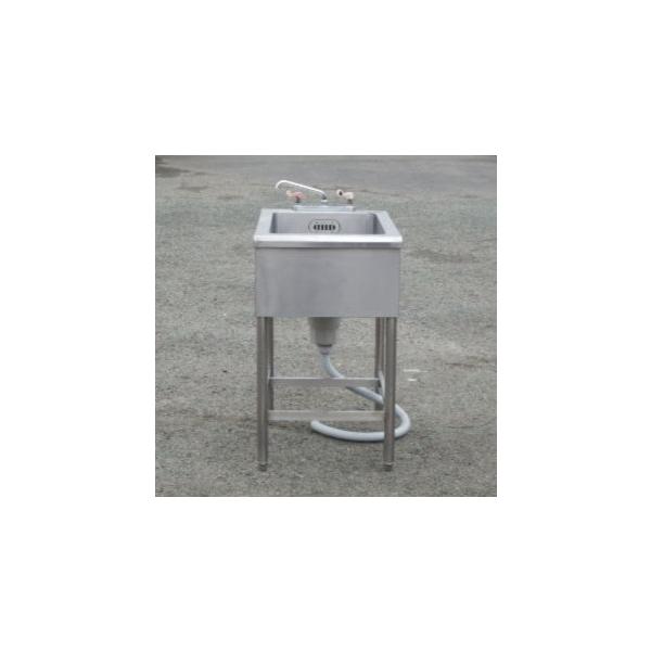 業務用 ステンレス 1槽 シンク W500 D800 H840mm 厨房 槽内寸W46D65深26cm ビス穴 W50D80H84cm    商品は中古品です。    多少の傷汚れあります。    状態画像にて判断願います。 アジャスト脚全...