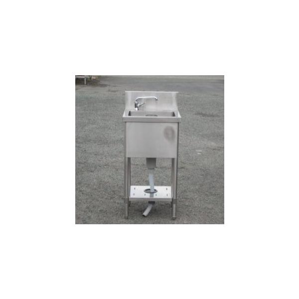 マルゼン 業務用 ステンレス 1槽 シンク W450 D450 H840(+150)mm 厨房 槽内寸W37D29深27cm BGビス穴 W45D45H84(+15)cm　   商品は中古品です。    多少の傷汚れあります。    状態画...