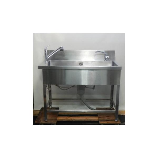 業務用 ステンレス 1槽シンク W1100 D600 H800(+150)mm 厨房 槽内寸W98D48深25cm W110 D60 H80(+15)cm    商品は中古品です。    多少の傷汚れあります。    状態画像にて判断願いま...