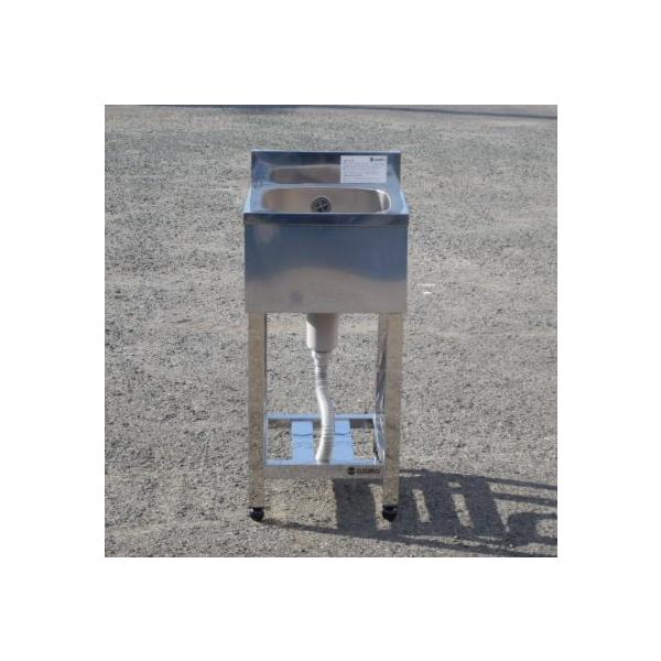 アズマ 業務用 ステンレス 1槽 シンク W400 D450 H800(+90)ｍm 槽内寸W320D375深220mm 厨房 KP1-400 W40 D45 H80cm   商品は中古品です。    多少の傷汚れあります。    状態画像...