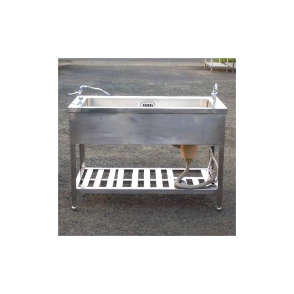 業務用 ステンレス 1槽シンク W1200 D600 H830mm 槽内寸W1015D457深235mm 舟形 W120 D60 H83cm　 商品は中古品です。      多少の傷汚れあります。    状態画像にて判断願います。  水栓は...