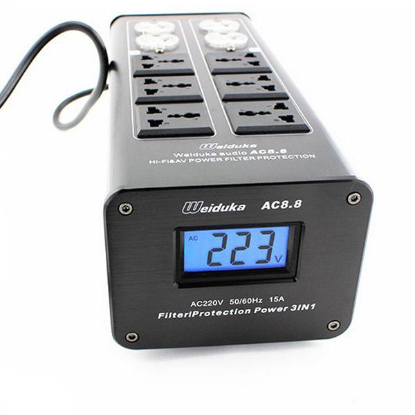 Weiduka AC8.8 オーディオ用スタンダード 10口電源タップ 3000W MAX パワーフィルター/ライトニングプロテクション　黒