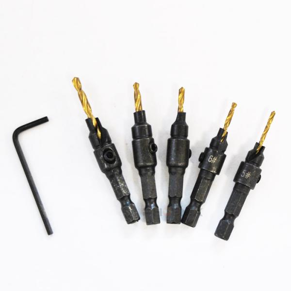 No-7455■商品内容：ドリルビットx5本 六角レンチx1■サイズ：画像をご確認ください。※ドリルの長さは調整可能です。■ドリル材質：高速度鋼（ハイス）●穴あけと面取りが同時に出来る下穴ビット5本セット。■ドリル径1.98mm（刻印5）■...