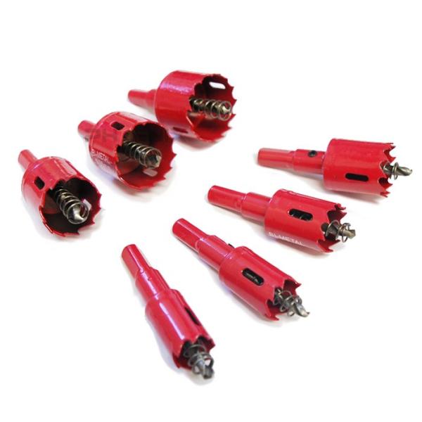 No-7487■商品内容：バイメタルホールソーｘ1■カラー：レッド（赤）■サイズ：画像をご確認ください。■材質：Ｍ42●アルミ板、鉄板、木材、プラスチック、石膏ボードなどの穴あけに！●電動ドリル等に取り付けてご使用ください。※部材に対して垂...