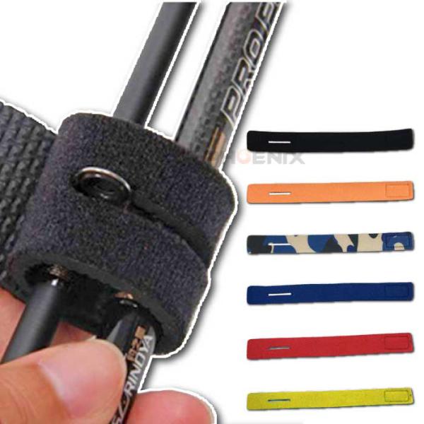 No-7553■商品内容：ロッドベルトx1■カラー：レッド（赤） ブラック（黒） ブルー（青） オレンジ（橙） グリーン（緑） カモフラージュ（迷彩）■サイズ：横240mm 縦29mm●複数の釣り竿や、2ピースの釣り竿をまとめたり、竿の持ち...