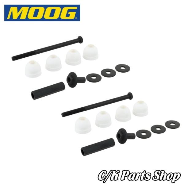 MOOGのフロントスタビエンドリンクです。ウレタンブッシュと六角スリーブ仕様の強化品です。特殊なナットにより、取付が簡単な形状になっています。【代表適合車種】88-98年 C1500 C2500 C350092-99年 サバーバン タホ ユ...
