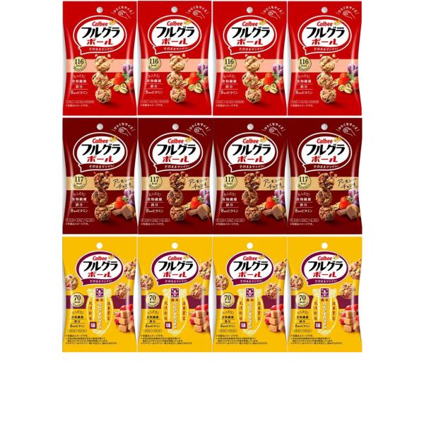 Calbee フルグラボール 26g 12個セット 3種類×4個【内容量】1個26gのグラノーラボールを3種類×4個ずつ、合計12個セットにしました。【手軽に栄養チャージ！朝食や間食に最適】 シリアルやナッツをギュッと固めたグラノーラボール...