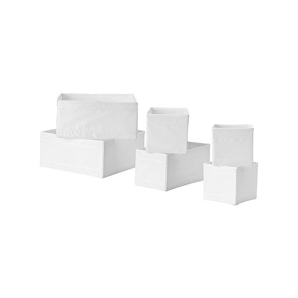 靴下やベルト、アクセサリーなどの整理に。ワードローブやチェストの中に入れて使えます使わないときは、底のファスナーを開いて平たくたためます（各2点）：14×14×13cm、28×14×13cm、28×28×13cm80cm 幅のMALM/マル...