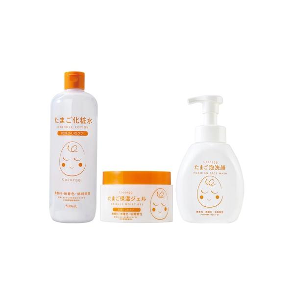 商品の特徴卵殻膜エキス※配合のスキンケアセット　※加水分解卵殻膜（保湿剤）乾燥小じわ対策に！※効能評価試験済3本セットでもっちりたまご肌へ！仕様分類：化粧水部位：からだ肌質：敏感肌乾燥肌ふつう肌内容量：3本セット