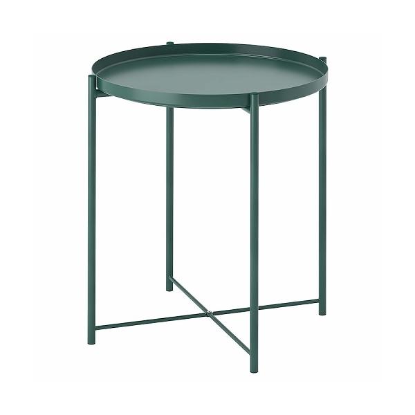 商品サイズ直径: 45cm高さ: 53cm最大荷重: 10 kgテーブルトップの最大荷重：5kgスチール エポキシ ポリエステル粉体塗装室内専用トレイの縁の穴は、生産工程で必要なものです固定具がすべてしっかりと締まっているか定期的にチェック...