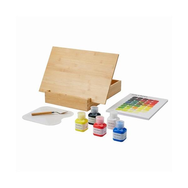 【イーゼル＆お絵かきセット 90544219x1 】イーゼルのふたは横向きにも縦向きにもセットできますふたをイーゼルの底部にある2つの溝に差し込むとしっかり安定するため、その上で絵を描けます。収納としても使えます【アクリル絵の具 90544...