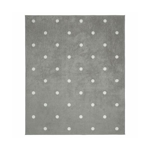 商品サイズ長さ: 160cm幅: 133cmサイズ: 2.13平米ポリエステル 100%裏面:合成ゴム100%ホワイトの水玉模様が入っているグレーのラグ。子ども部屋に心地よい雰囲気をつくり出します。耐摩耗性と耐久性に優れ、お手入れが簡単で、...