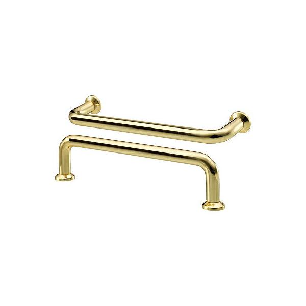 商品の大きさ長さ: 143 mm幅: 9 mm奥行き: 31 mm穿穴の直径: 5 mm穴の間隔: 128 mmパッケージ個数: 2 ピーススチール, 真ちゅうメッキ, クリアラッカーBAGGANAS バッガネースはすっきりとしたラインのモ...