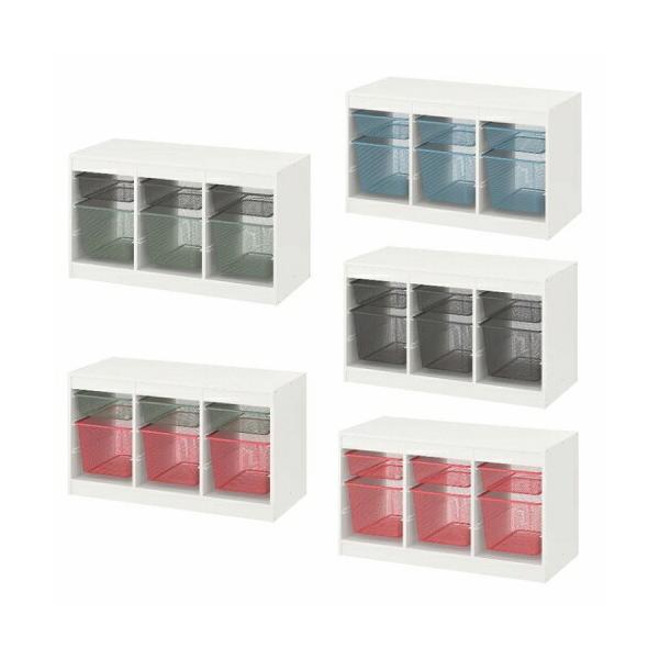 ★フレーム・メッシュ収納ボックスS (３個)・ボックスM (３個)のセットになります★【フレーム】 ※組立サイズ奥行き: 44cm高さ: 56cm幅: 99cm素材:パーティクルボード ペーパーフォイル プラスチックエッジ【収納ボックス】S...