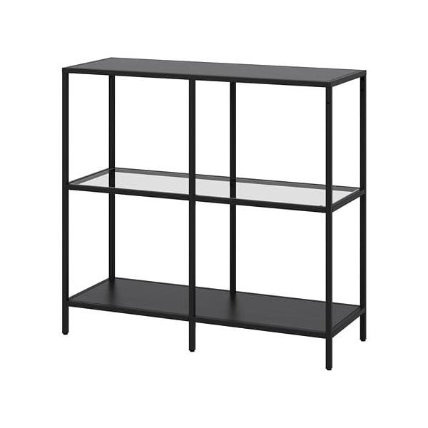 お役立ち情報棚板3枚付き（そのうち1枚はガラス製）ガラス製固定棚3段付き転倒防止のため、必ず付属の壁用固定具で家具を壁に固定してください壁の材質により使用できるネジの種類が異なるため、専用の取り付けネジは含まれていません。壁の材質に適したネ...