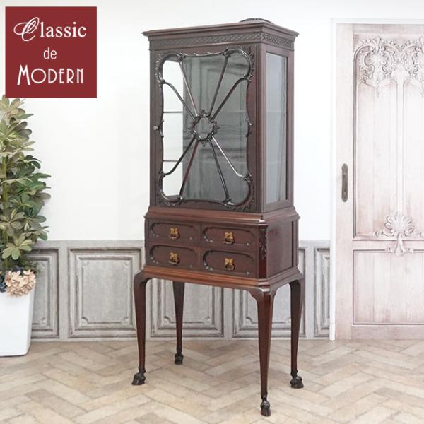 ●品名・品番antique81051　キャビネット　1920年頃　マホガニー材　イギリス●サイズW 83 x D 44 x H 191 cm●商品について華やかで上品な佇まいのガラスキャビネットです。マホガニー材の美しい杢目と、上品な艶が、...