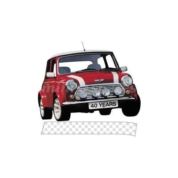 英国ミニスポーツ社より購入しました。 画像は参考にしてください。実際にはシルバーとクリアー（透明）のチェックです。A pair of chequer cut bonnet stripes. These come as pre-cut squ...