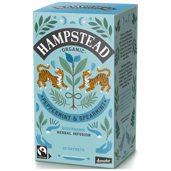 ■HAMPSTED ハムプステッド オーガニック ハーブティー ペパーミント ティーバッグ 2g X 20P■紅茶は風邪やインフルエンザ ウイルスの感染力を奪うとの試験結果が発表されました。他の飲料に比べて感染阻止率が高いとされています。冷...