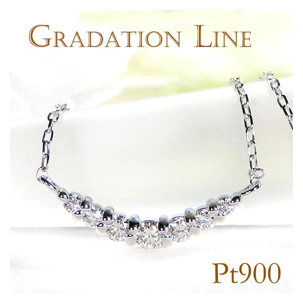 デコルテに沿うように 柔らかなカーブを描く、美しいプチラインのダイヤモンドネックレス。高級感あるプラチナに、厳選された照りの良い7石のダイヤモンド トータル0.12ctをグラデーションセッティングしました。繊細に輝く愛らしいサイズのグラデー...