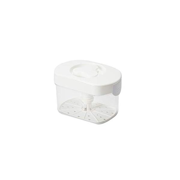 製品サイズ:(約)幅23.5×奥行15×高さ16cm製品重量:(約)0.6kg素材・材質:容器・ふた/ポリスチレン(耐熱温度70度・耐冷温度-20度)、つまみ・軸・押し板/ポリプロピレン(耐熱温度120度・耐冷温度-20度)、フック/AS樹...