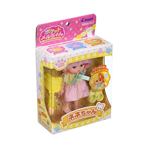 ポケットメルちゃんシリーズ対象年齢:3歳以上セット内容:ネネちゃん(パンツ・ワンピース付)、くつ、ブラシ、ミニガイド手のひらサイズで、いつでもどこでもつれて遊べるポケットメルちゃんシリーズ。メルちゃんのいもうとネネちゃんは氷水で冷やすと髪の...