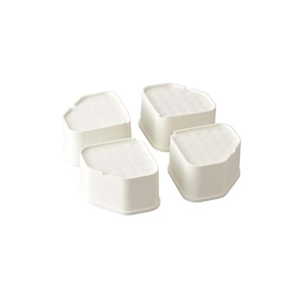 耐荷重(4個使用時):150kg / 入り数:4個材質(本体):ポリプロピレン 、材質(滑り止めシート):エラストマー色調:ホワイト洗濯機からの振動の伝達を軽減します。洗濯機のズレ落ち防止用にリブを設けています。洗濯機の下側に排水口がくる場...