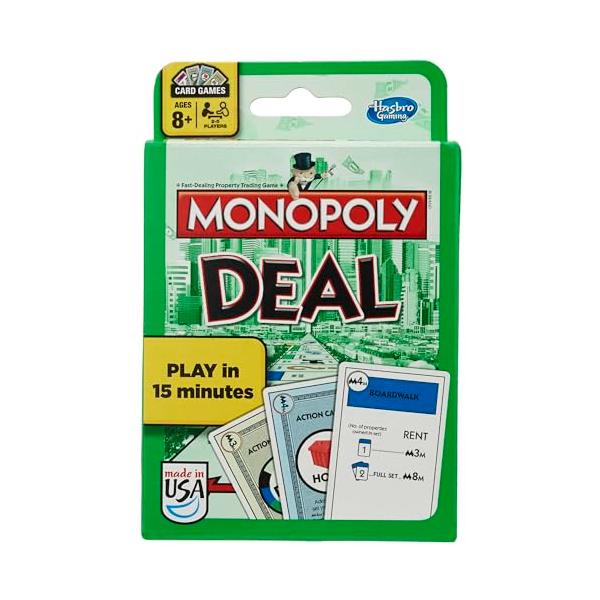 ファミリーゲームナイトを随所で動き回るモノポリーディールカードゲーム。3つの完全なプロパティセットを集めますが、借金回収、強制取引、取引ブレーカーに注意してください。楽しい家族/友達のゲームをお探しなら、これです。最大5人のプレーヤーしかプ...