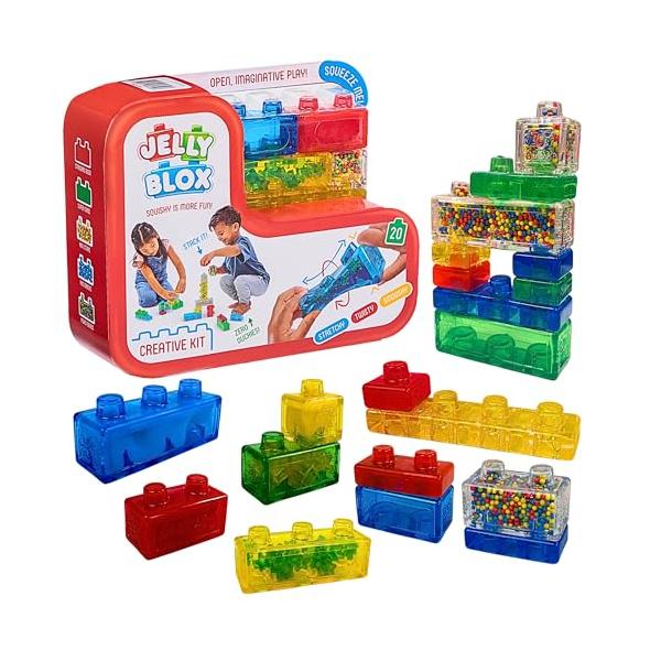 創造性が解き放たれる:Jelly Bloxは、柔らかく安全な感覚構造を特徴とするユニークな組み立てシステムです。お子様が握ったり、伸ばしたり、つぶしたりして、何時間も楽しく遊べます。 大人もJelly Bloxが大好きです!学んで遊ぶ:Je...