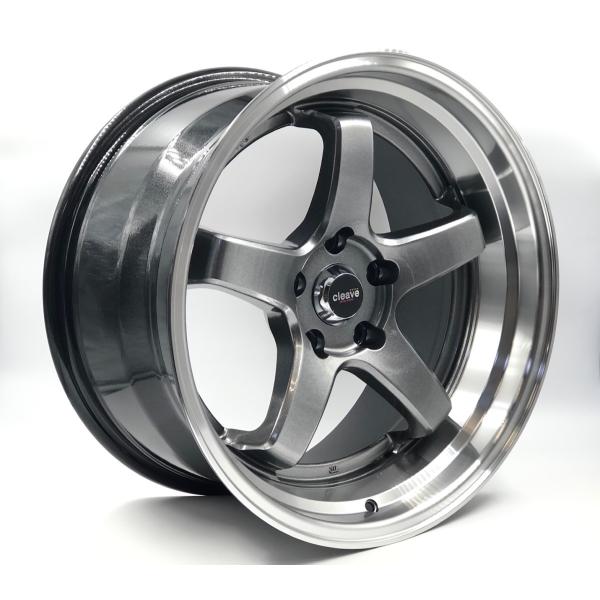 モデル：CLEAVE RACING FL53(クリーヴ レーシング エフエル53)●サイズ：18x9.5J インセット18 5H-114.3●ハブ径：73.1mm●カラー：ガンメタ/マシンド●リム幅：95mm●規格：JWL適合品●付属品：エ...