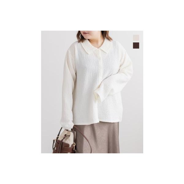 大きいサイズ レディース おおきい サイズ 衿付きフロントボタン楊柳シャツ【3L,4L】 大きいサイズの服 レディース■平置実寸サイズ3L/着丈 63/身幅 57/裾幅 58/袖口幅 13/ゆき丈 854L/着丈 64/身幅 60/裾幅 6...