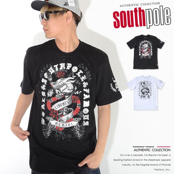 ■商品説明流行りに左右されないスタンダードなウェアを提供してくれる老舗ブランドSOUTHPOLE。HIPHOPの聖地、ニューヨークから発信する正統派ブランドとして知られています。こちらはフロントにシルバースカルをフロッキープリントで落とし込...