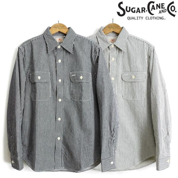 　SUGAR CANE(シュガーケーン)より長袖 ヒッコリーストライプ ワークシャツ HICKORY STRIPE L/S WORK SHIRTのご紹介です。太番手の糸で織り上げたしっかりとした素材感のヒッコリーストライプシャツです。定番の...