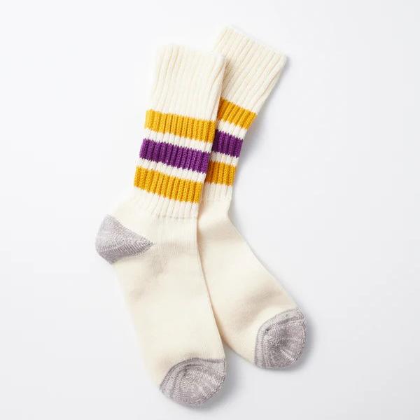 【発売日：2025年11月09日】ROTOTO/ロトト　 COARSE RIBBED OLDSCHOOL CREW SOCKS　　税込￥2,530(税込み)NUMBER　R1255COLOR　YELLOW / PURPLE、NAVY / D...
